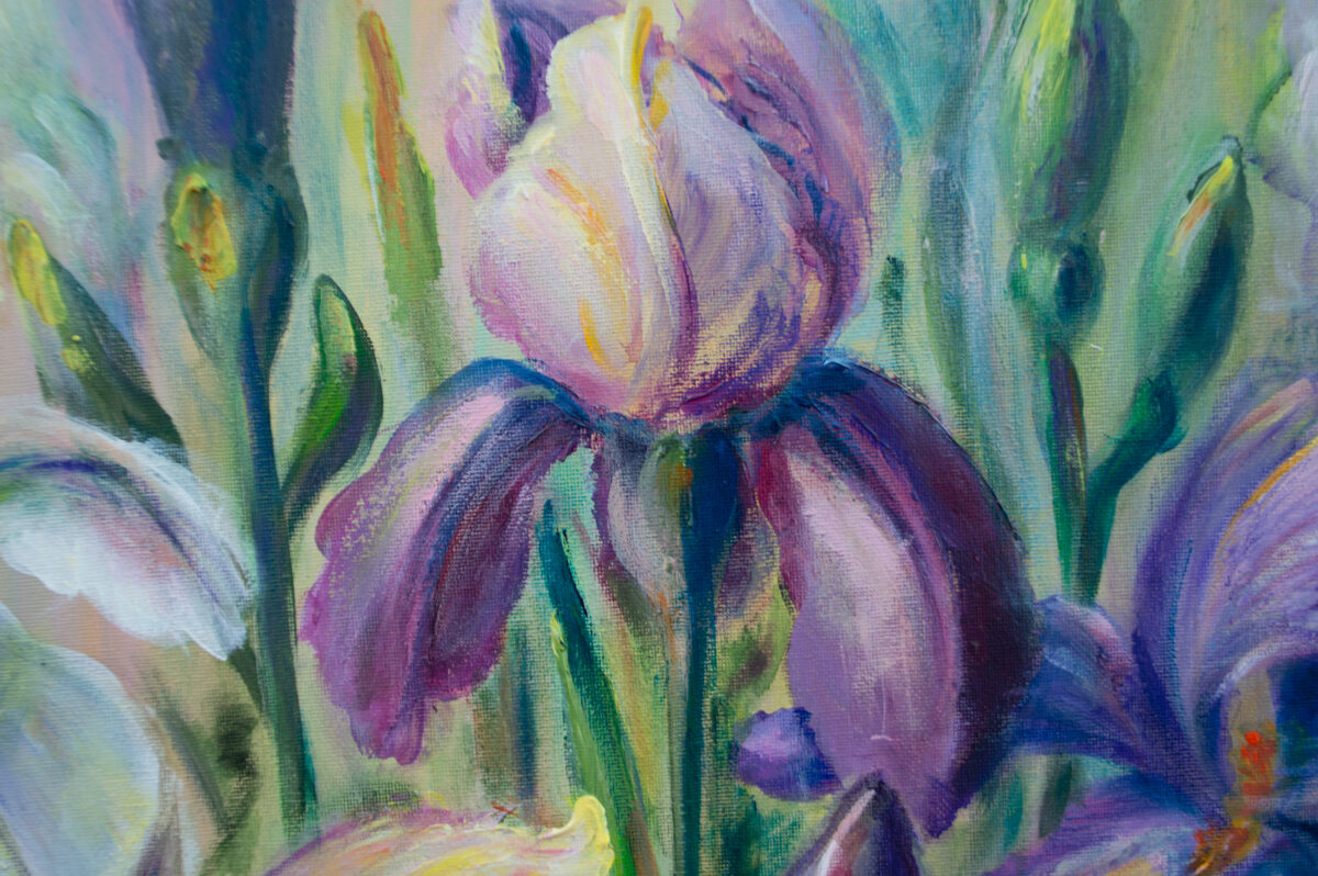 (SOLD) Blue Flowers, Oil Painting on Canvas, Size: 80 X 60 cm, ships in ...