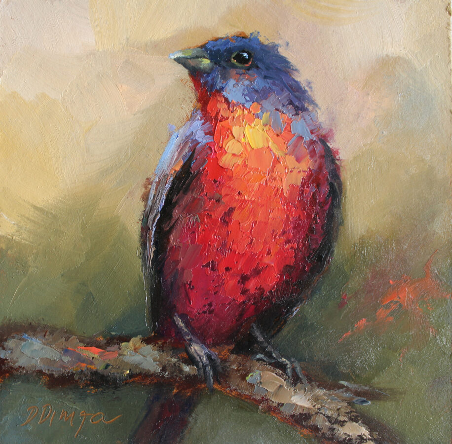 Purple bird original oil painting on cardboard Texture Art by Daiga ...